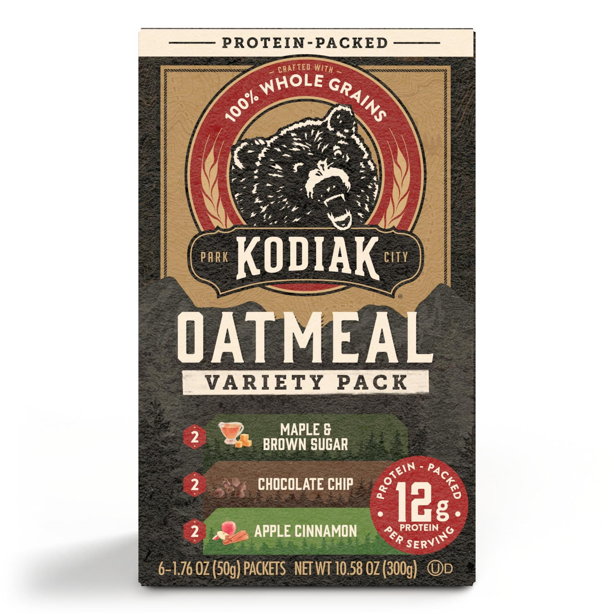 Kodiak Protein-Packed Instant Oatmeal Packets, Variety Pack, 1.76 oz, 6 ...