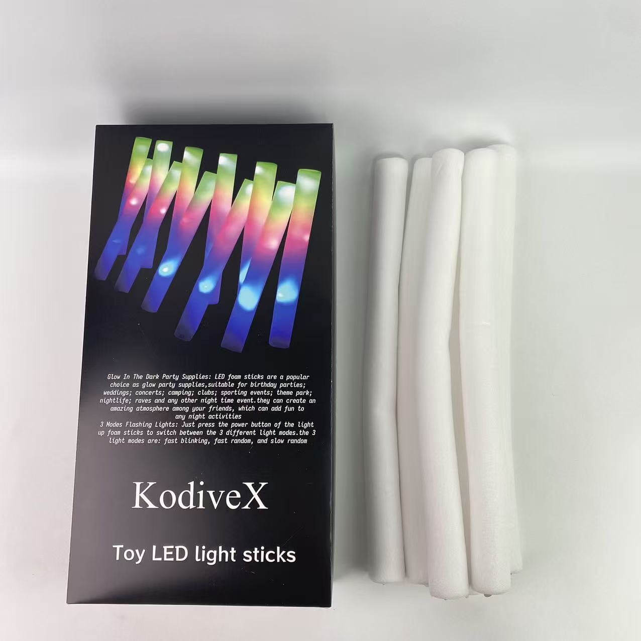 KodiveX Toy LED light sticks，Foam Glow Sticks Bulk,3 Modes Flashing LED ...