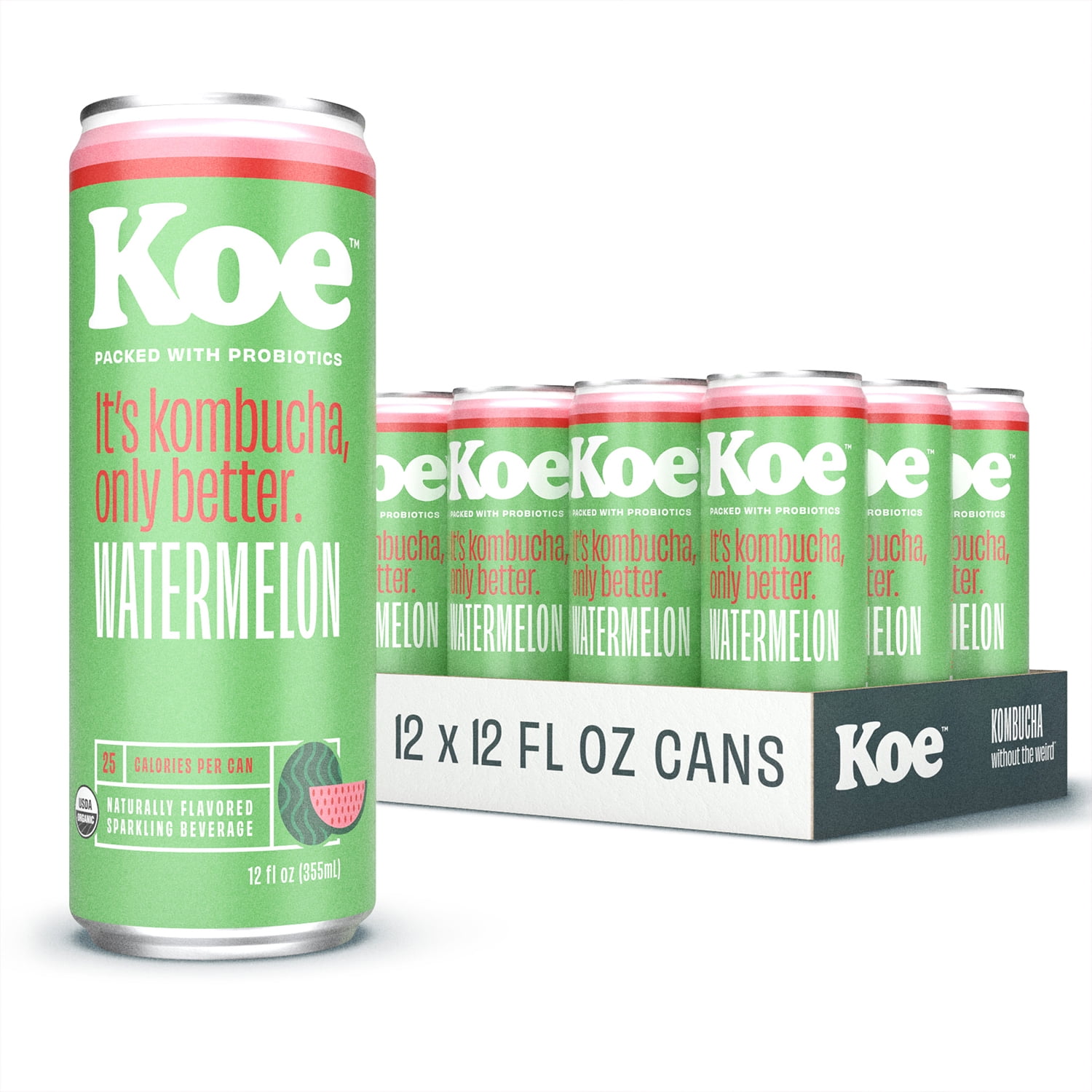 Koe Organic Kombucha, Healthy Natural Watermelon Sparkling Fruit Drink ...