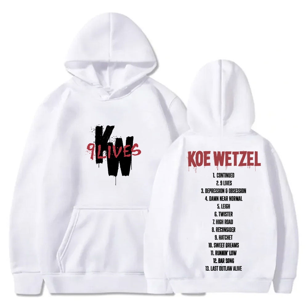Koe Wetzel 9 Lives Tracklist Hoodies 2024 Tour Logo Merch Pullovers ...