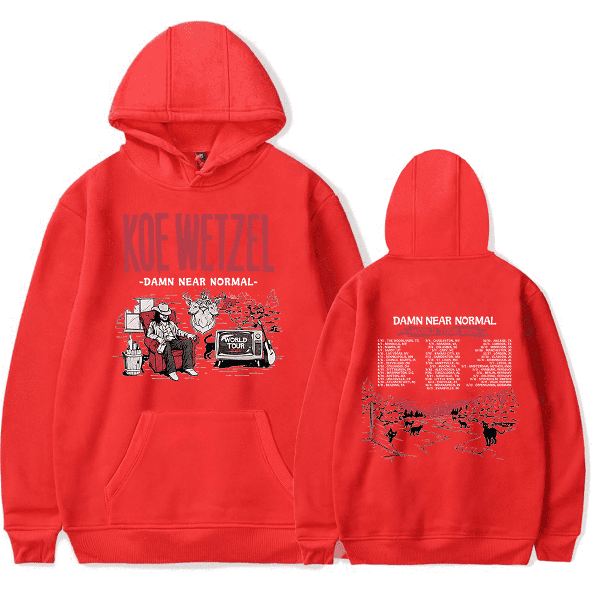 Koe Wetzel Damn Near Normal Tour 2024 Hoodies Women Men Long Sleeve ...