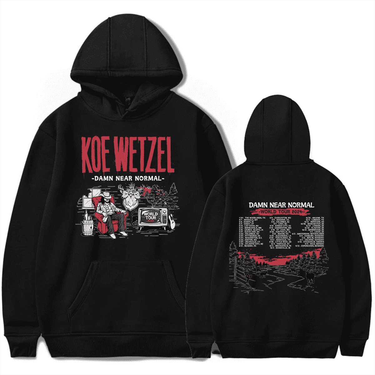Koe Wetzel Damn Near Normal Tour 2024 Hoodies Women Men Long Sleeve ...