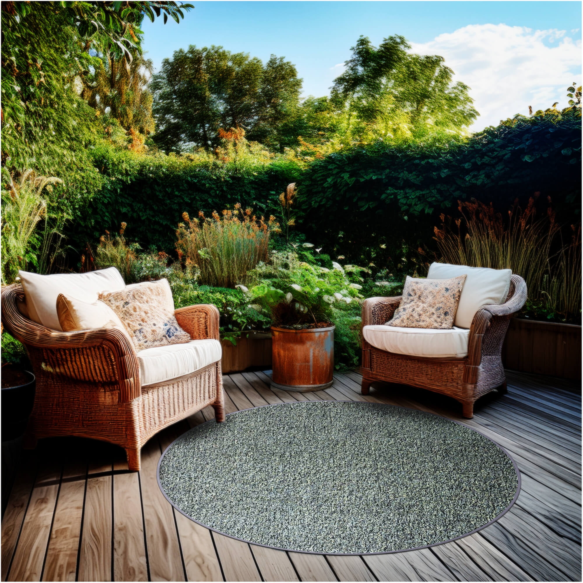 Koeckritz Rugs 11' Round Mineral Gray Ultra Artificial Turf Indoor and ...