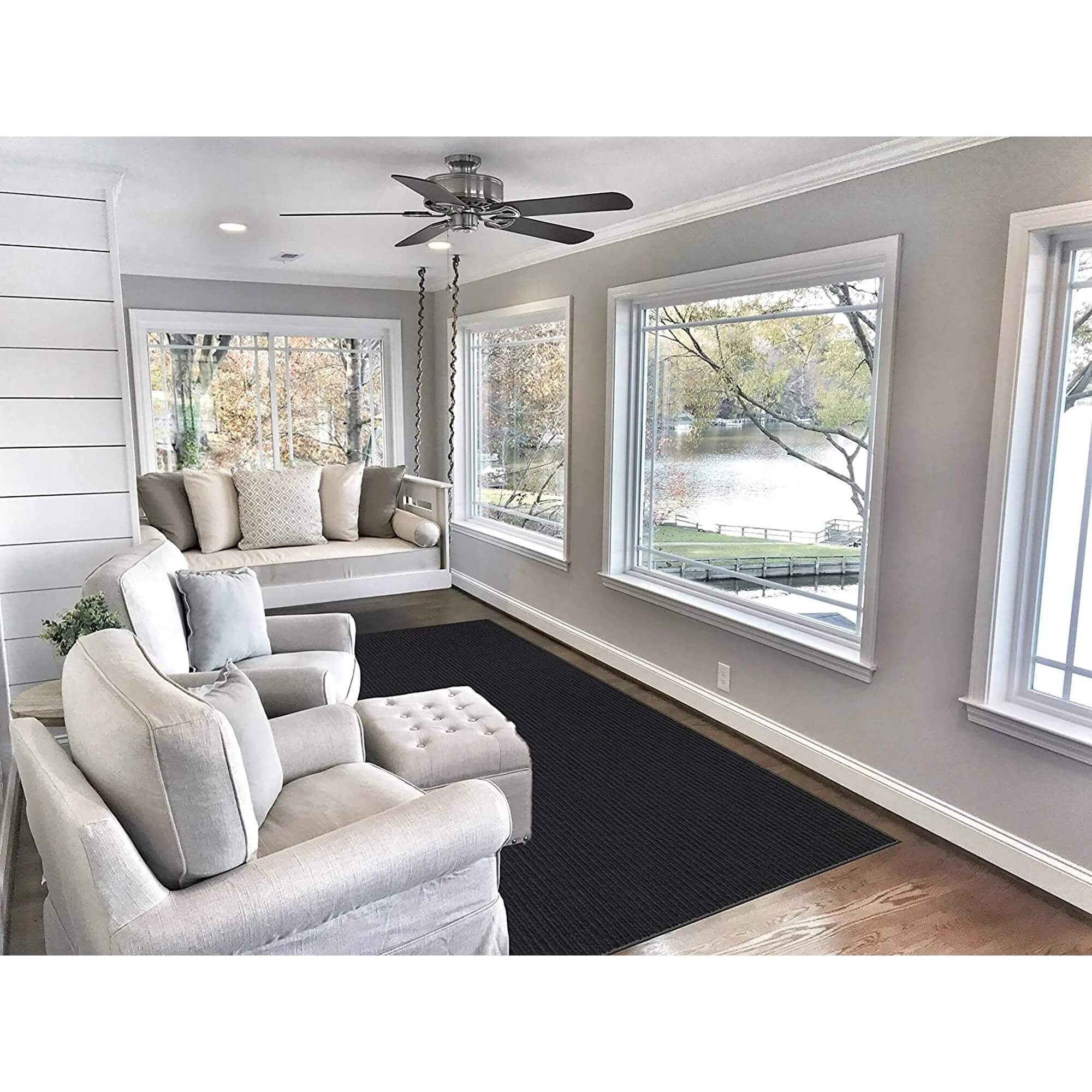 Koeckritz Rugs 11'x12' Graphite ECO-Friendly DuraKnit Ribbed Indoor/Outdoor Rug 1/4" Thick ...