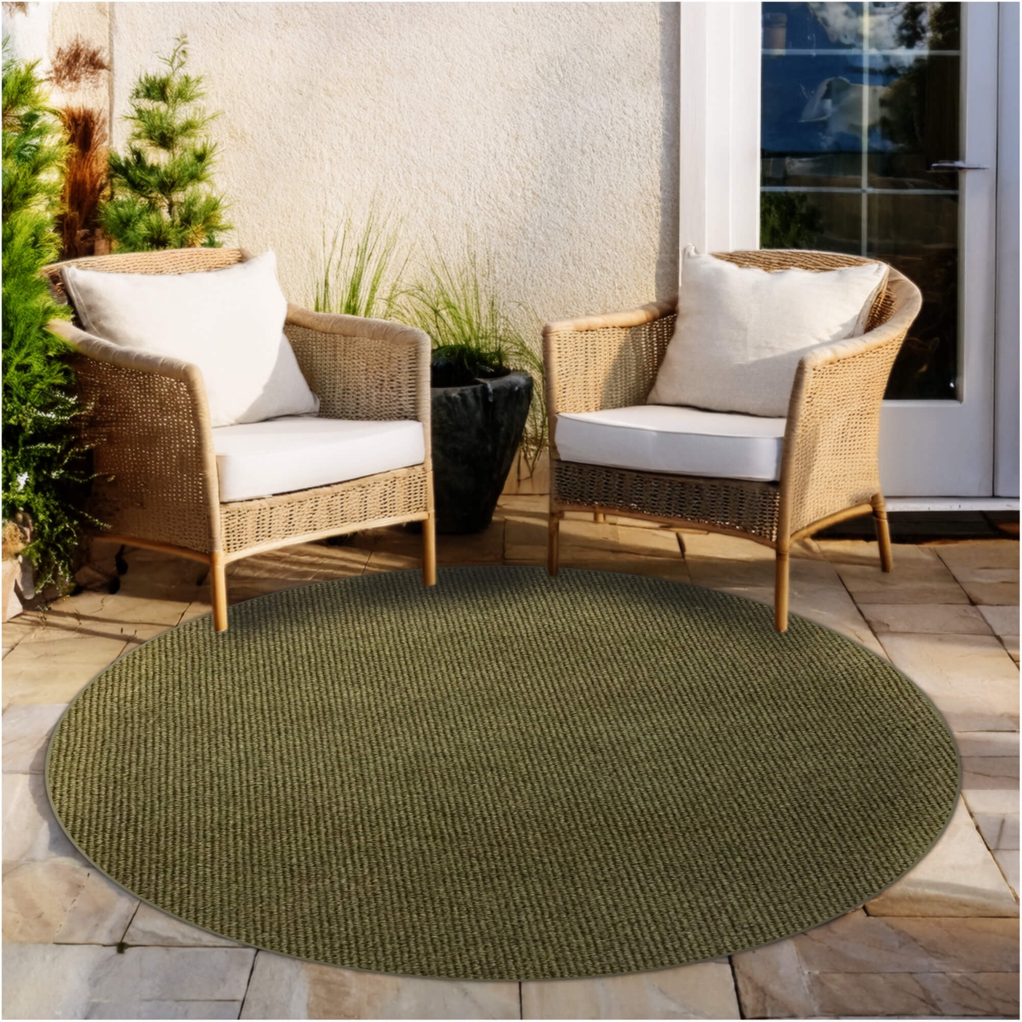 Koeckritz Rugs 12' Round Olive Amber Luxe Soft Indoor Outdoor Rug for ...