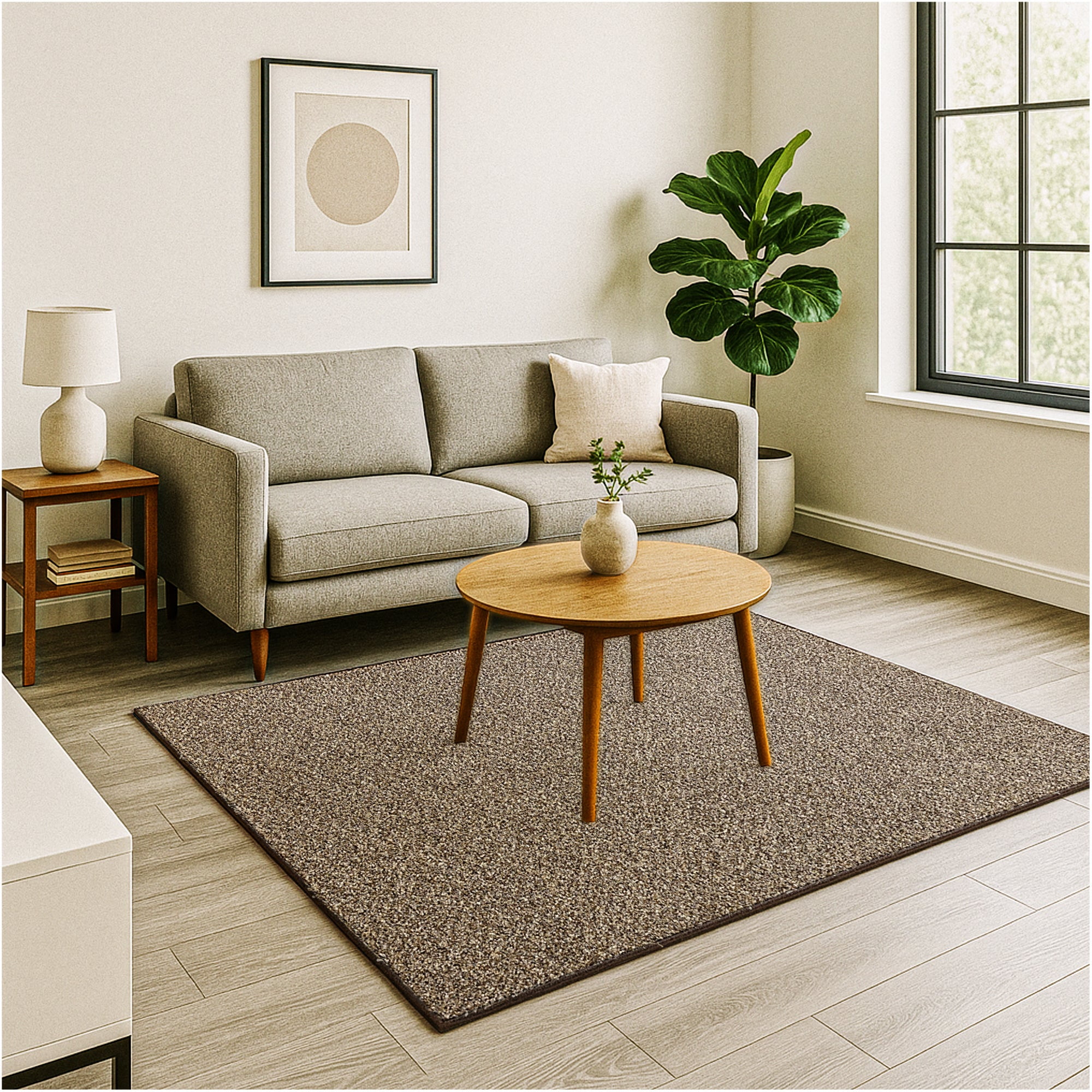 Koeckritz Rugs 32 oz Indoor Area Rug, Black & Tan, 8'x8' for Living ...