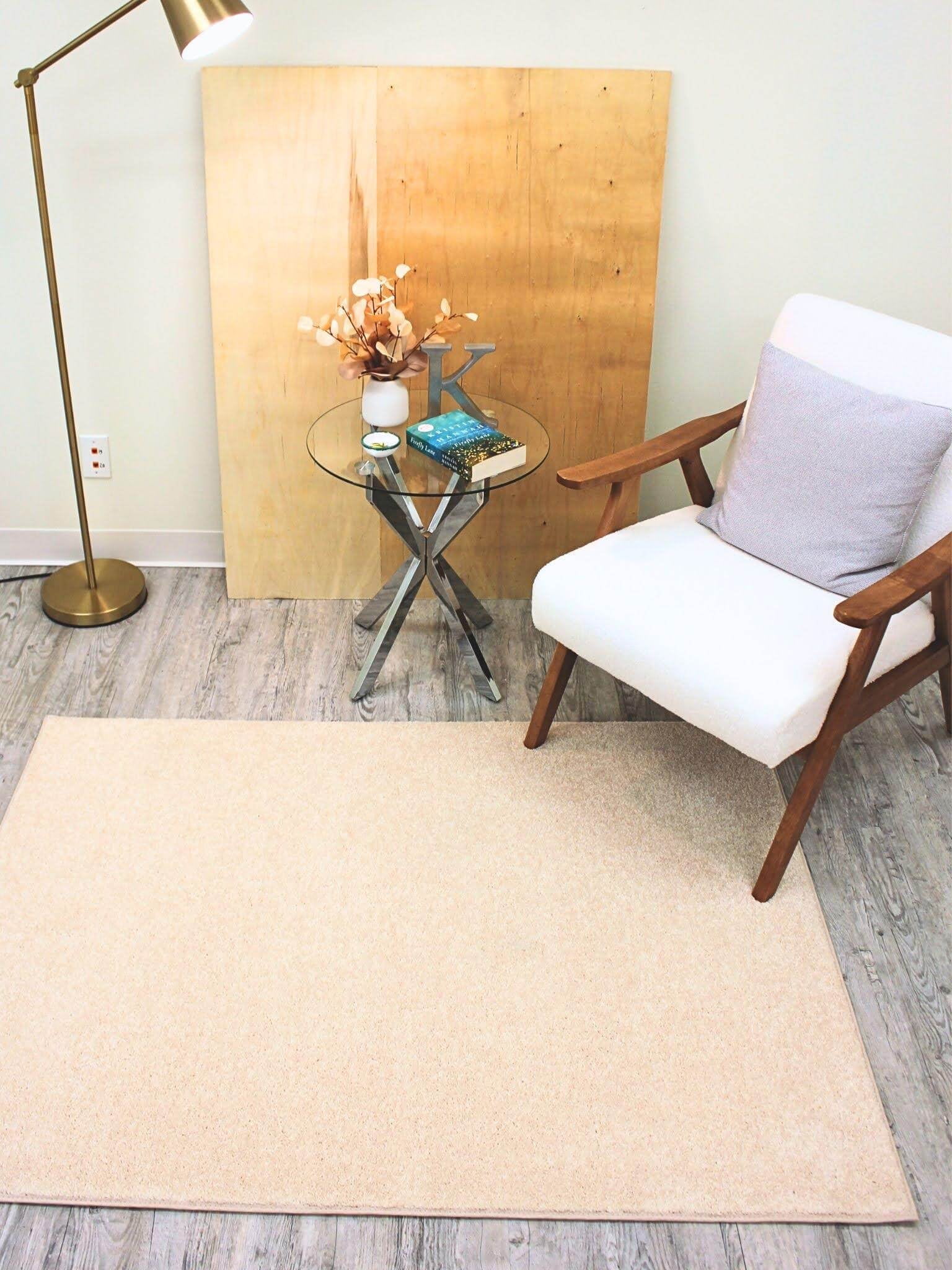 Koeckritz Rugs 5'x5' Off-White Indoor Area Rug, 30 oz Soft Plush Nylon ...