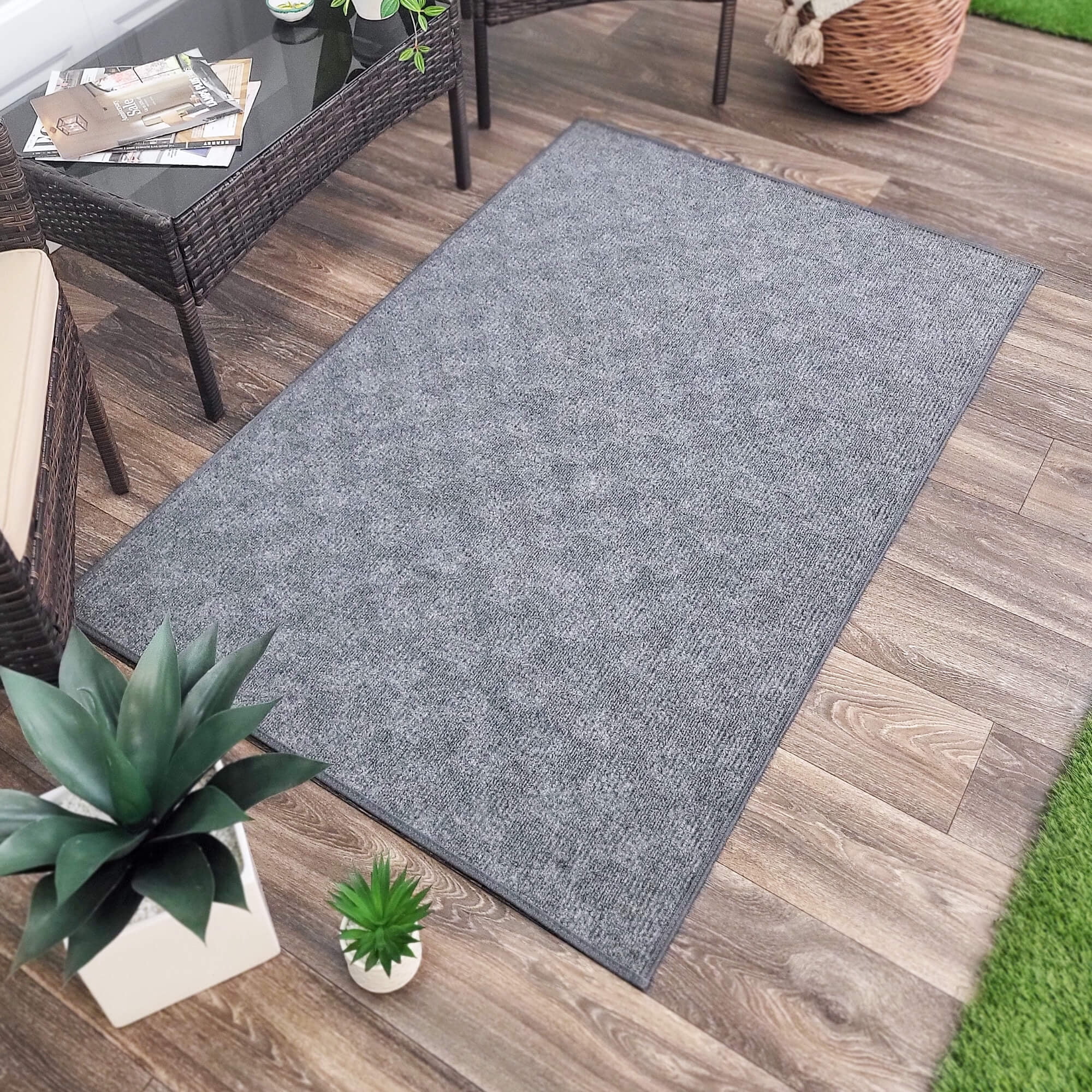 Koeckritz Rugs 5'x8' Sky Gray Patchwork Indoor/Outdoor Rug Soft ...