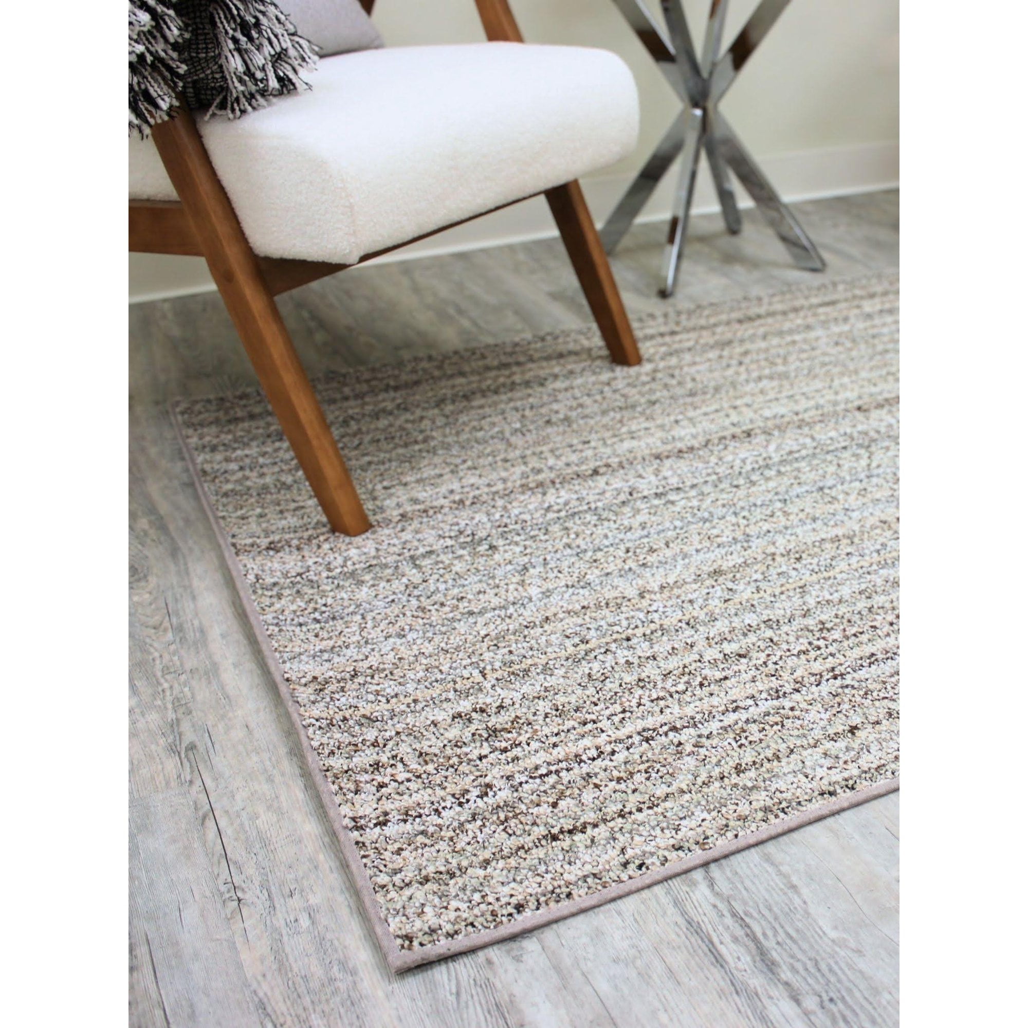 Koeckritz Rugs Boho Striped Multicolor Area Rug, 5' Round, Stain ...