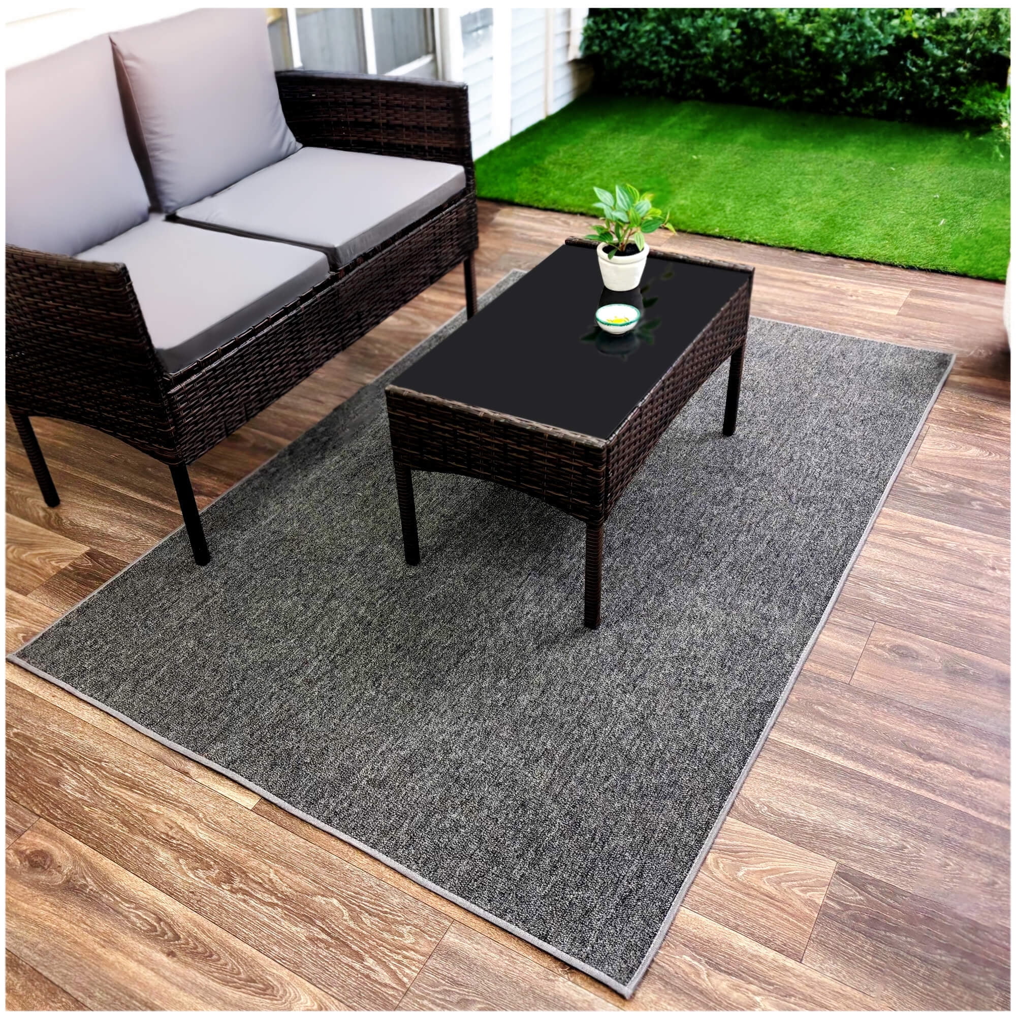 Koeckritz Rugs Charcoal 6'x9' Standard Area Rug for Indoor or Outdoor ...