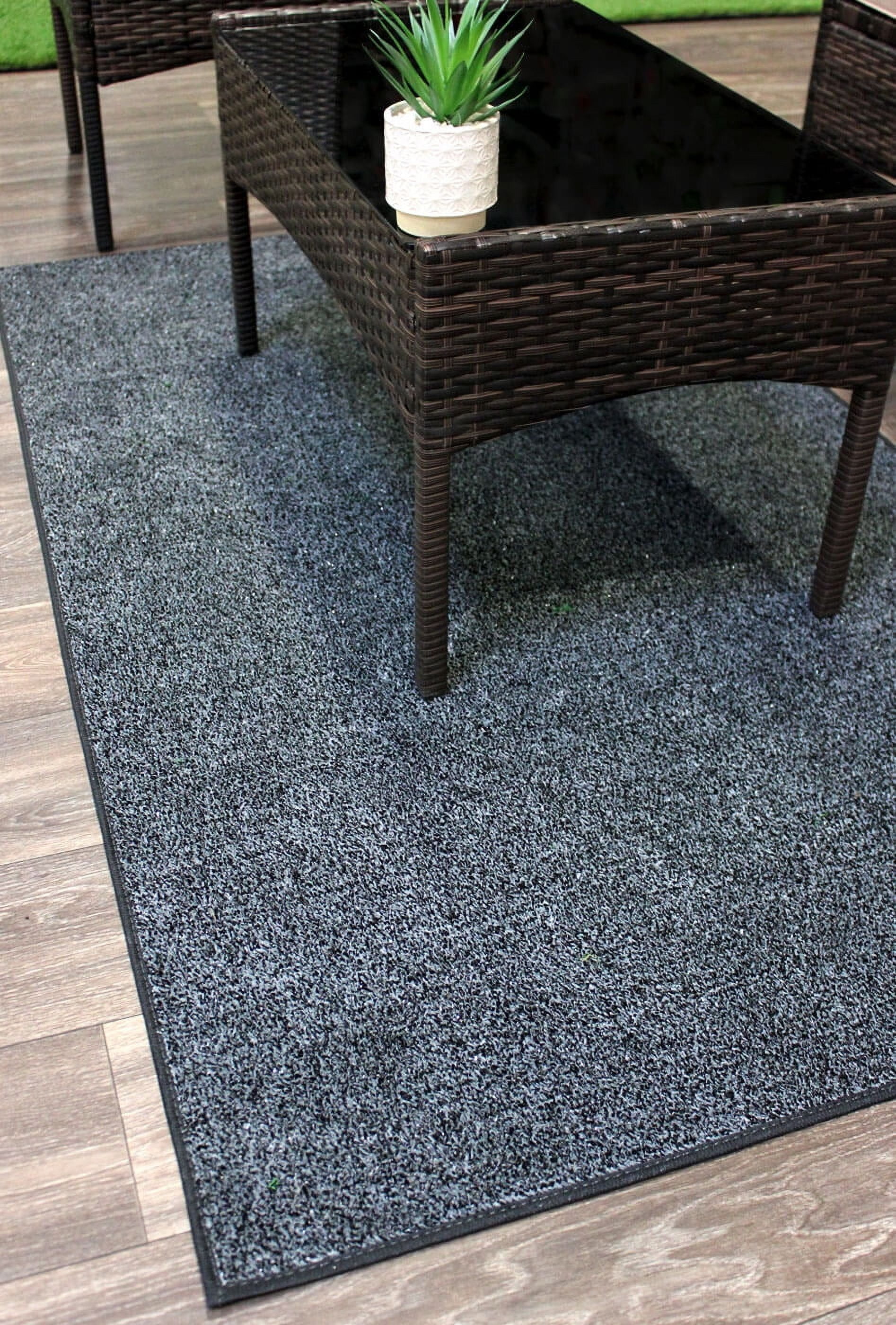 Koeckritz Rugs Gray Black Indoor/Outdoor Artificial Grass Rug, 9'x12 ...
