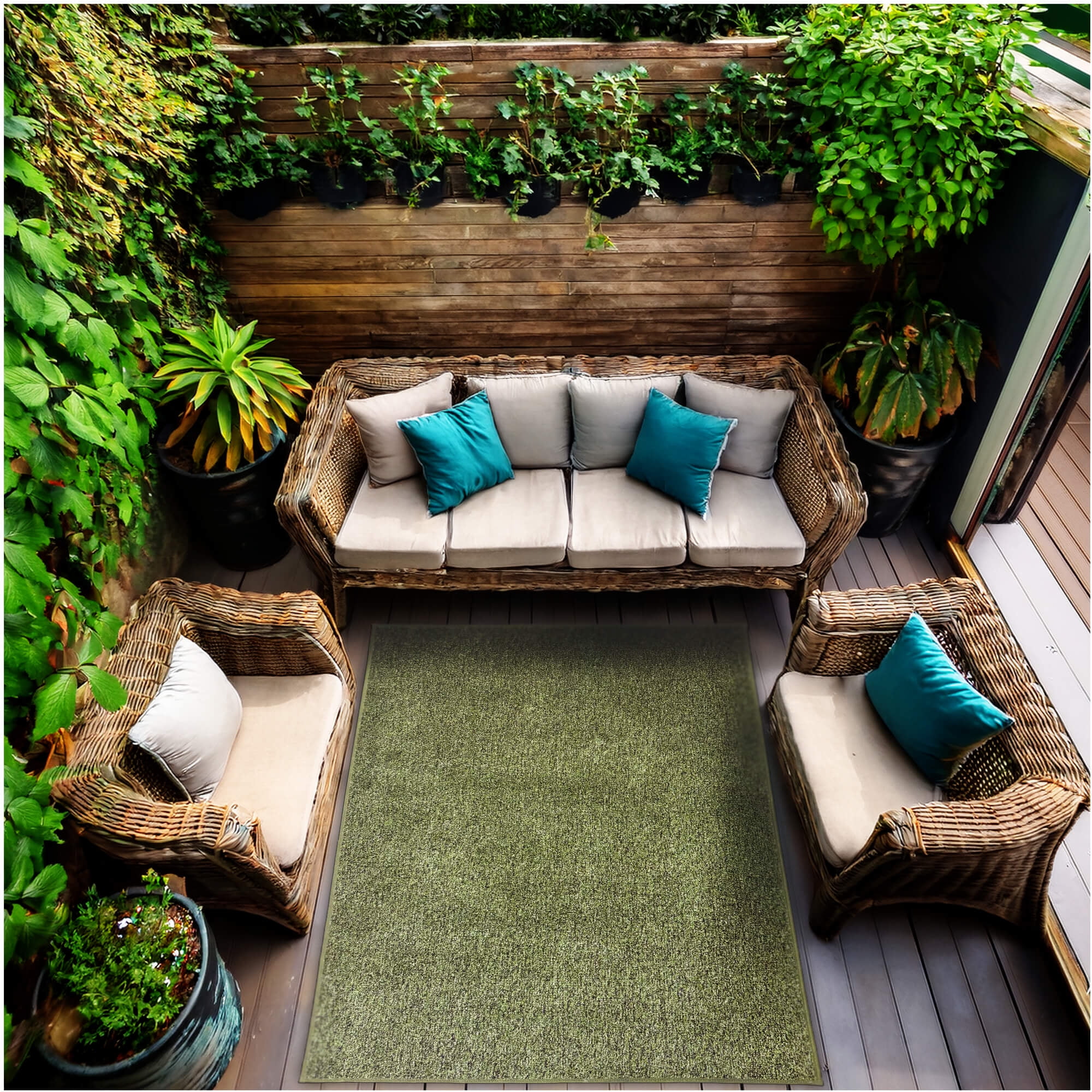 Koeckritz Rugs Premium 8'x8' Mossy Bark Indoor/Outdoor Turf Rug Ideal ...