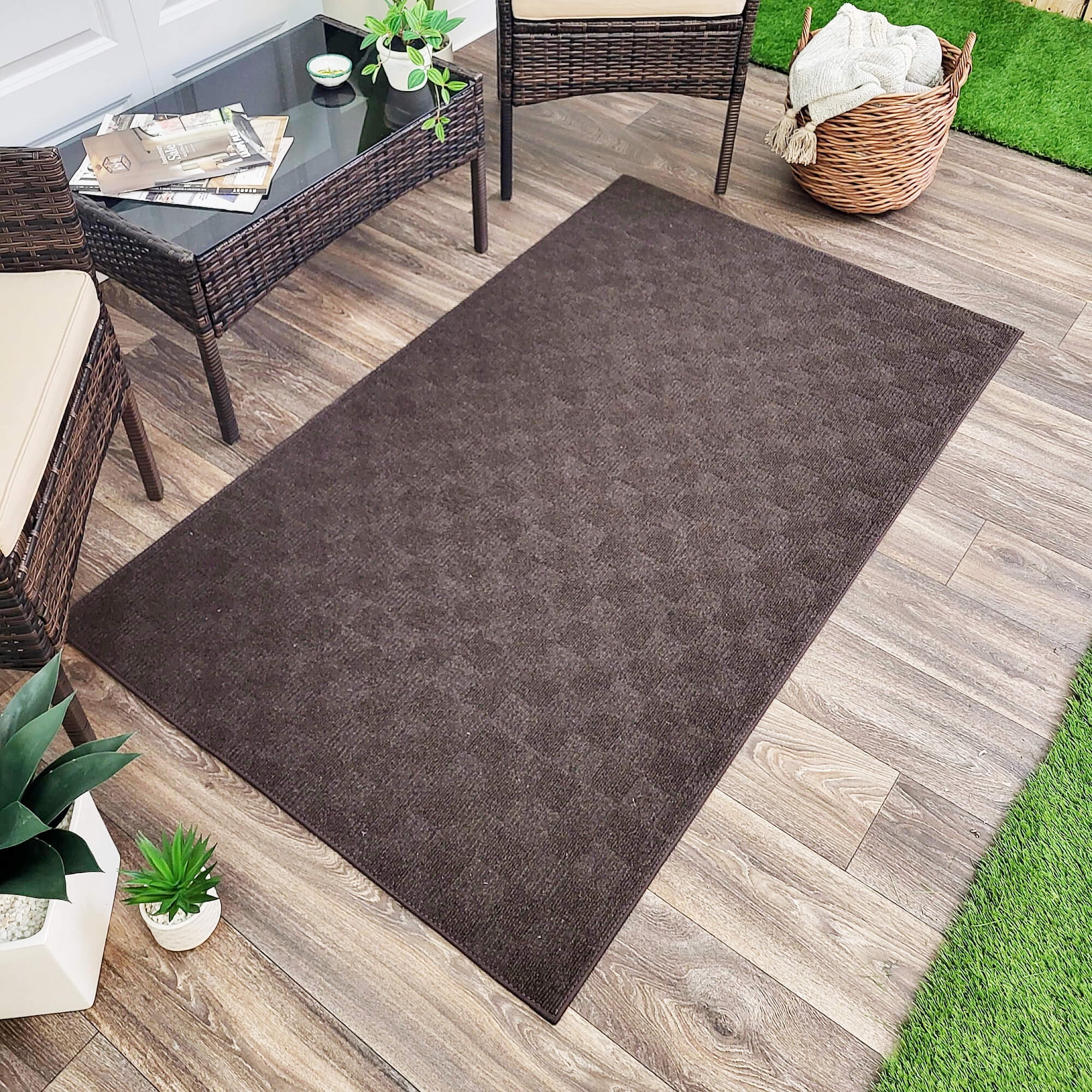 Koeckritz Rugs Rustic Checkerboard ECO-Friendly DuraKnit Indoor/Outdoor ...