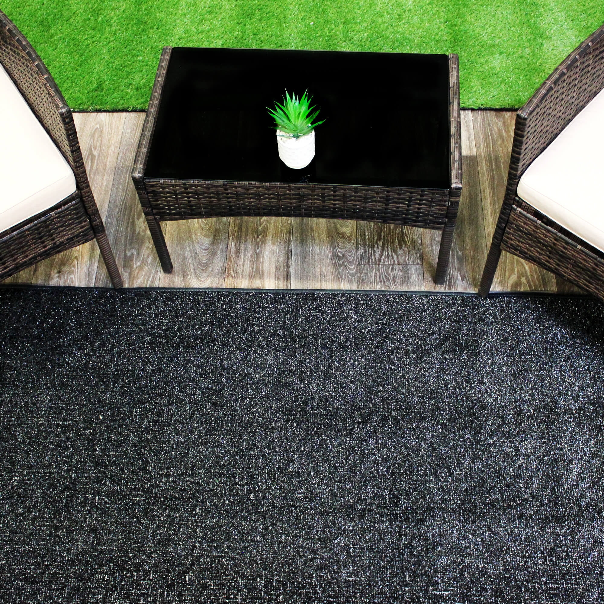 Koeckritz Rugs Solid Black Indoor/Outdoor Artificial Grass Rug, 8'x12 ...