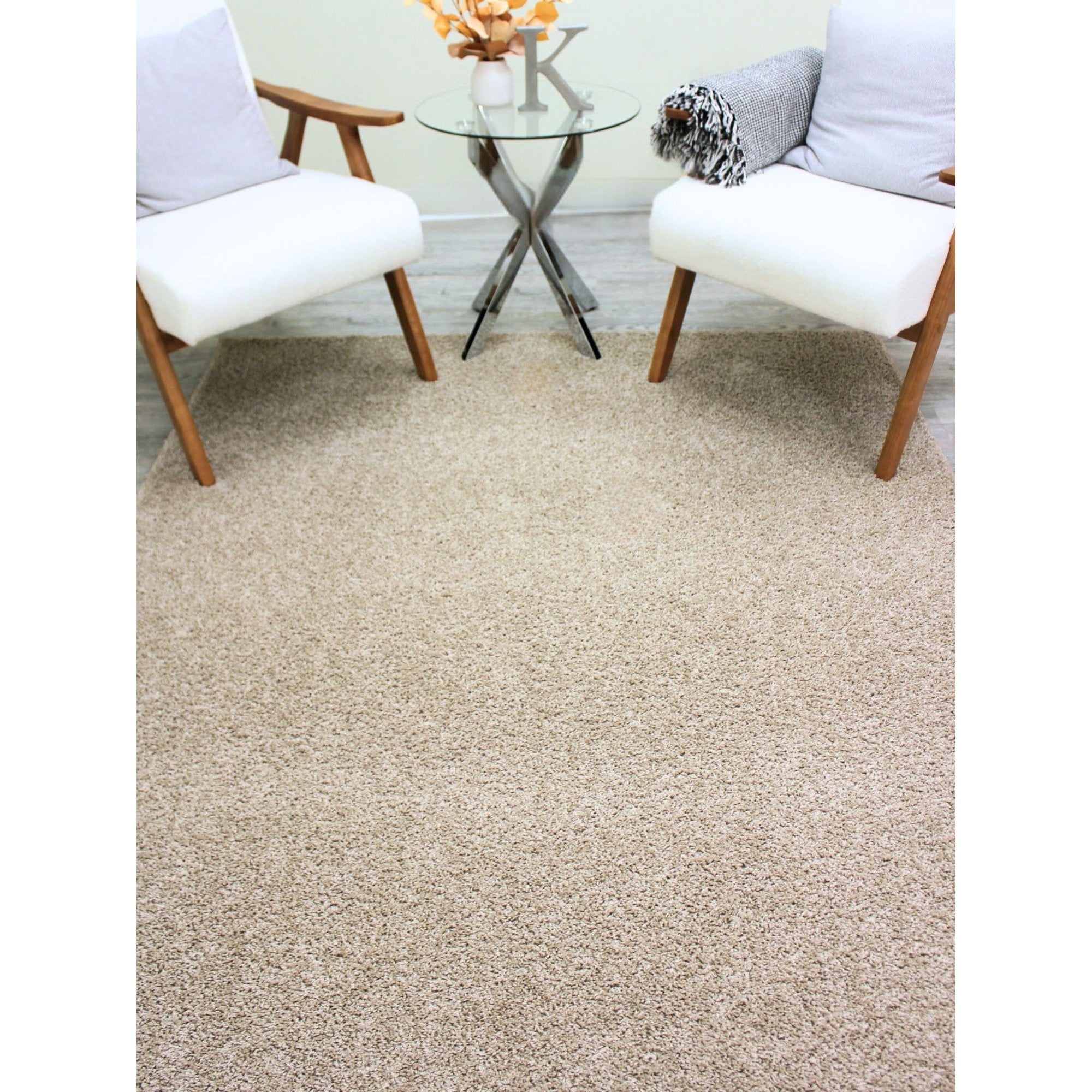 Koeckritz Rugs Soft & Cozy Flax Beige Area Rug, 5' x 5' Stain Resistant ...