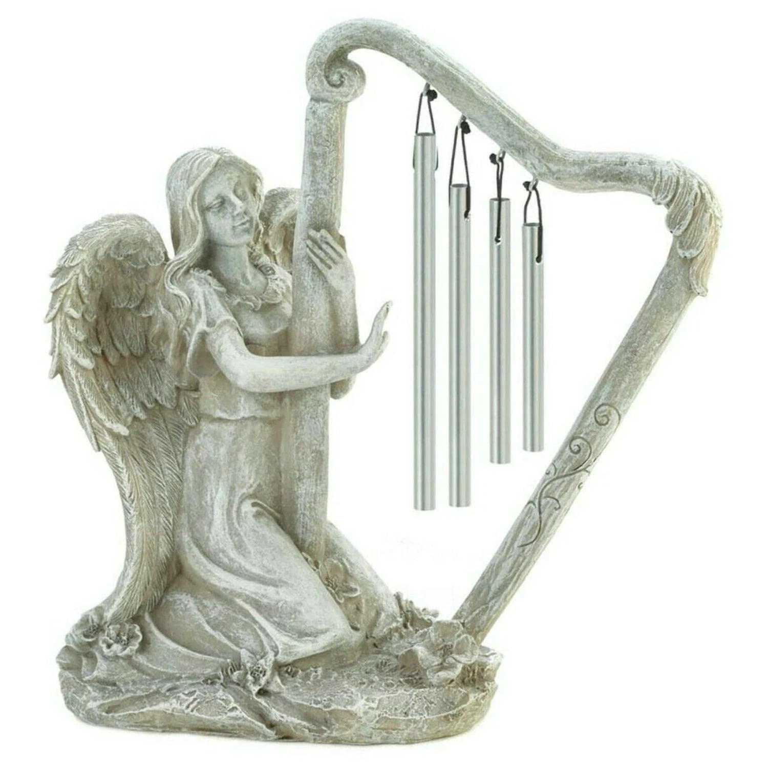 Stone-Look Angel Harp Standing Windchime - Walmart.com