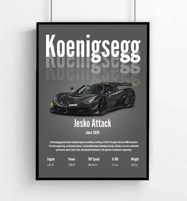 Koenigsegg Jesko Poster, Koenisegg Poster, Sports Car Wall Art NO ...