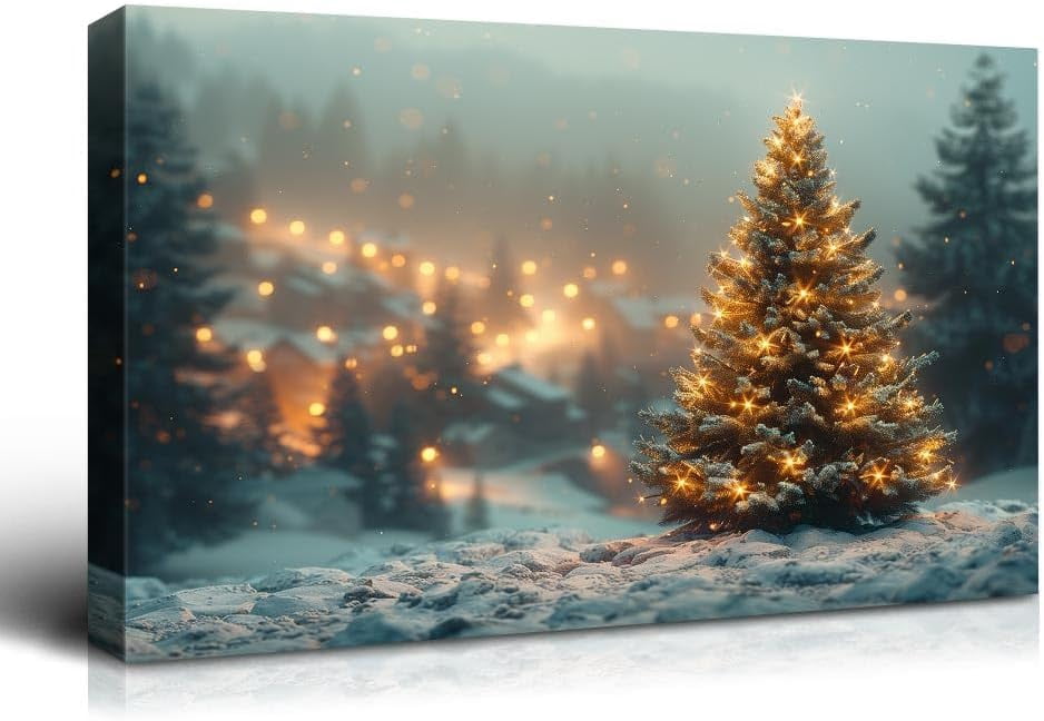 Koesnbre - Christmas Canvas Wall Art, Christmas Tree in the Snow Canvas ...
