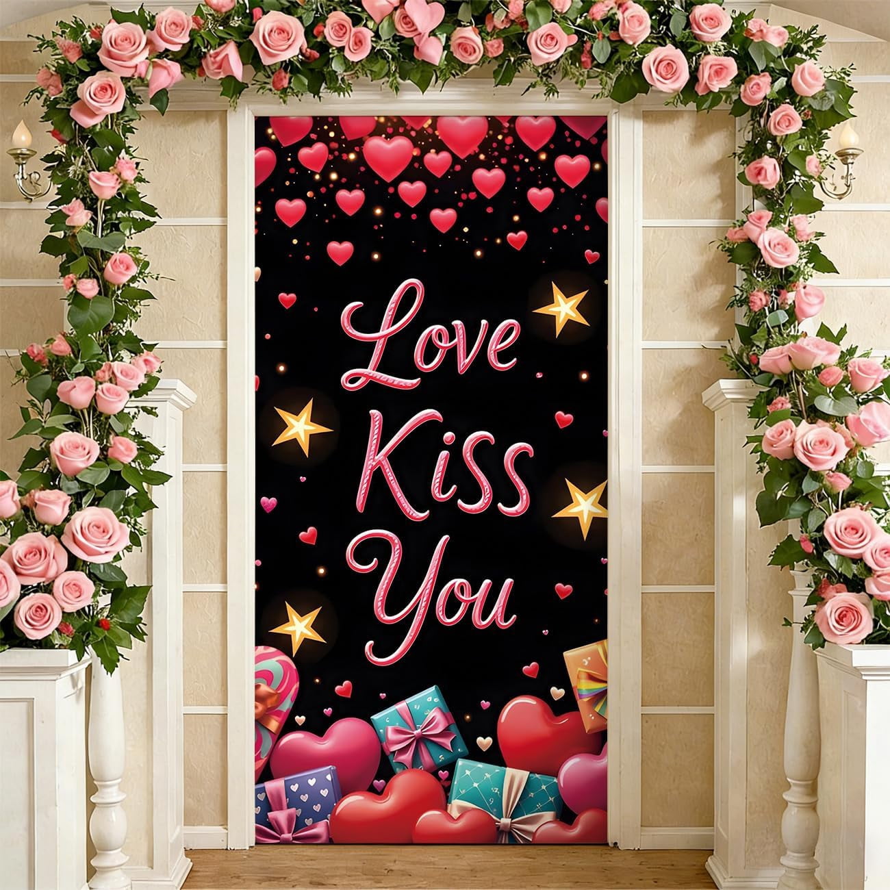 Koesnbre Valentine''s Day Door Cover,Elastic Fabric 35 x 83 inch ...