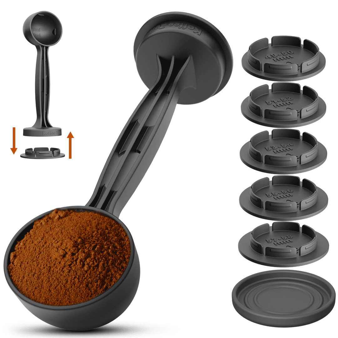 Koffee Zen Espresso Scoop with Tamper, 5 Espresso Tamper Sizes Included (49mm - 58mm), Coffee ...