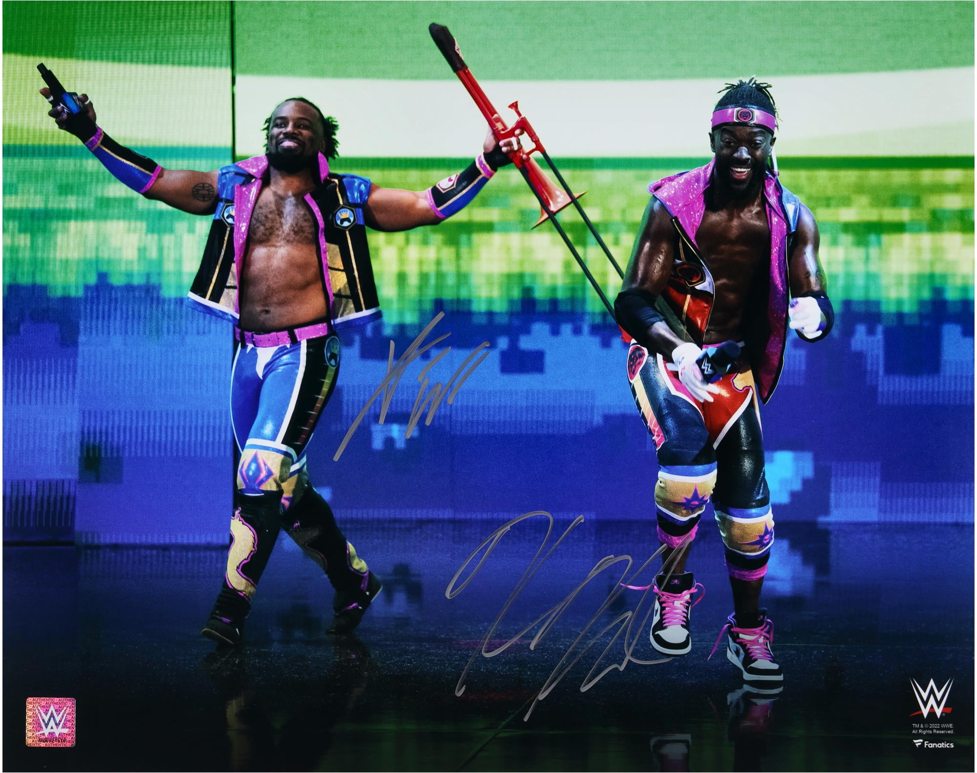 Kofi Kingston and Xavier Woods WWE Autographed 16" x 20" Entrance ...