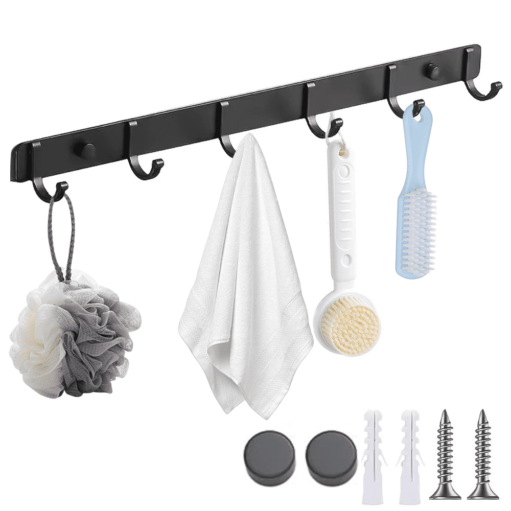 Kogiio Clothes Rack Wall Mount with 6 Clothes Hooks 17 inch Space ...