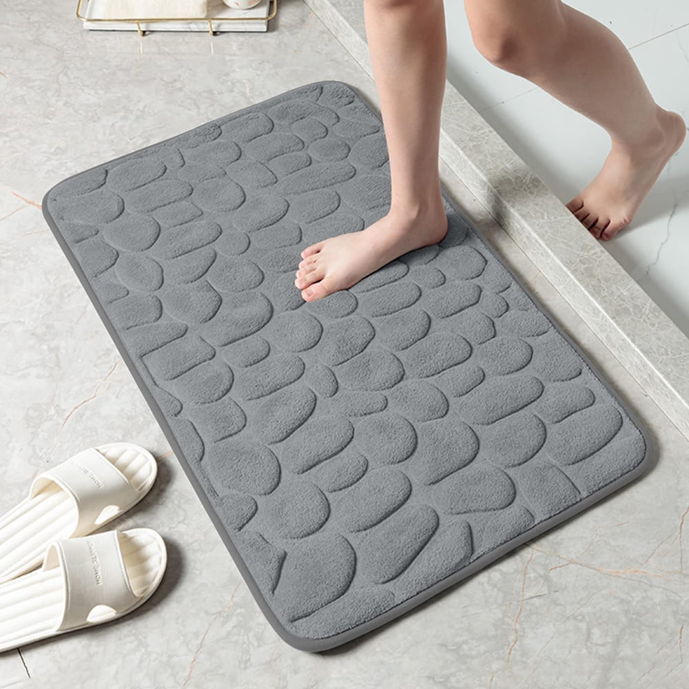Kogiio Memory Foam Bath Mat Cobblestone Bathroom Rugs Super Water ...