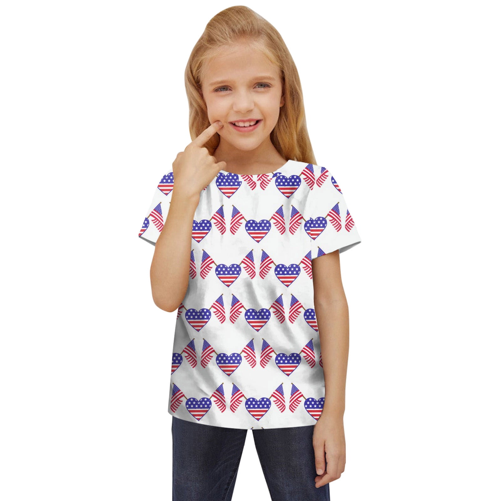 Kogui Girls 4th of July Shirts American Flag T-Shirts Kids Patriotic ...