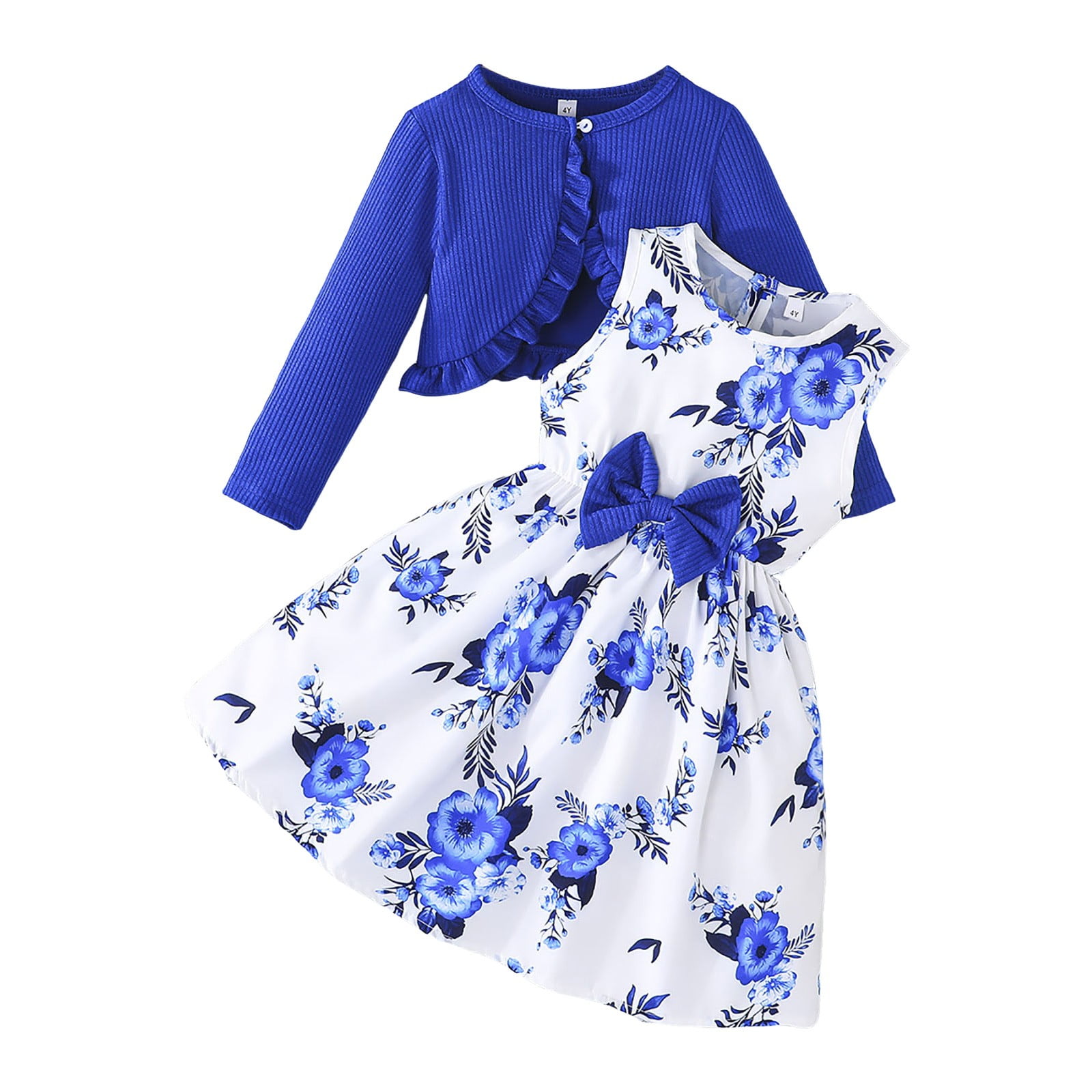 Kogui Girls Fall Dress Outfits Little Girls Dress and Cardigan 2 Piece ...