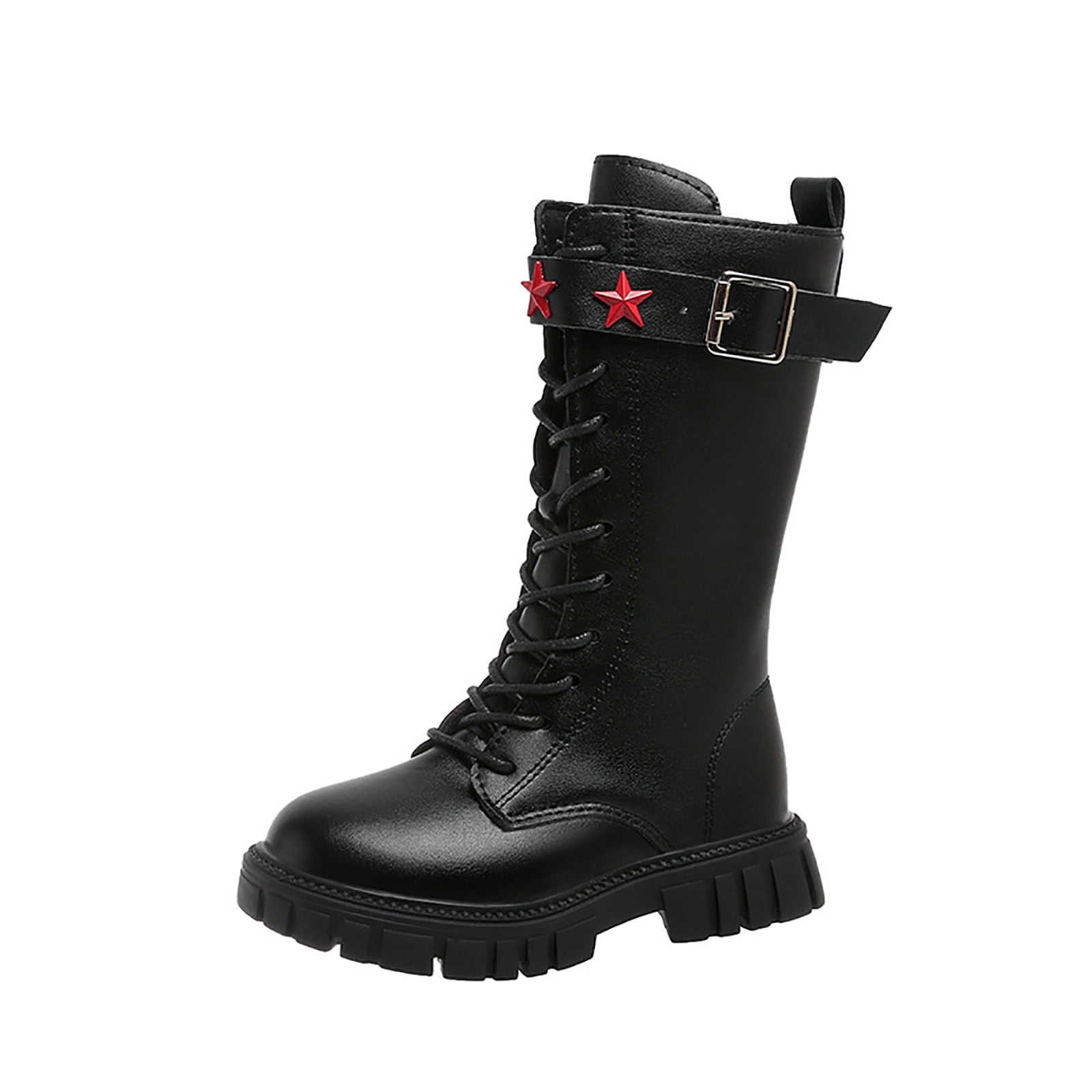 Kogui High Boots for Girls Girls Lace Up Riding Boots Mid Calf Combat ...