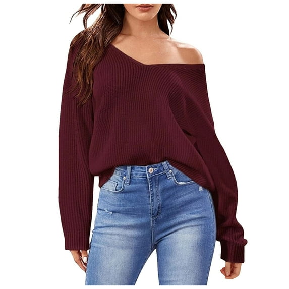 Kogui Womens Sweaters Autumn Winter V-Neck Long Sleeve Backless Knitted ...