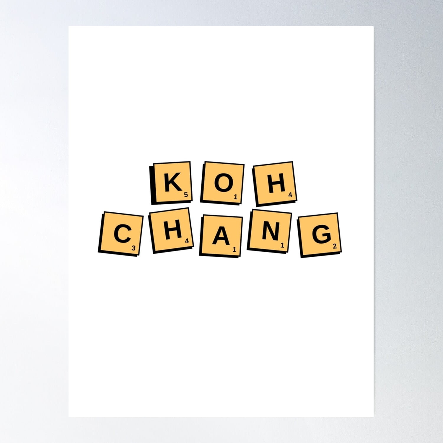 Koh Chang Scrabble Poster Wall Art, Modern Wall Decor, 8x12 UNFRAMED ...