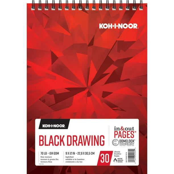 Koh-I-Noor Black Drawing Pad, 30 Sheets, 9in x 12in - Walmart Business ...