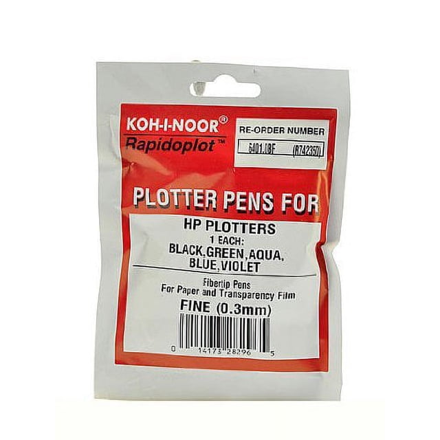 -Koh-I-Noor Fiber Tip Plotter Pens 0.3 mm assortment fine pack of 5 ...