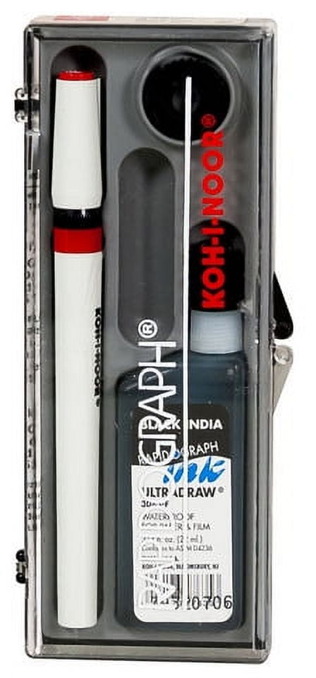 Koh-I-Noor Rapidograph Pen & Ink Set, .6mm Pen Nib, .75 oz. Bottle of ...