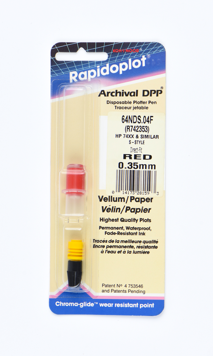 Koh-I-Noor® Rapidoplot® DPP Disposable Plotter Pen, S-Style, Red Ink ...