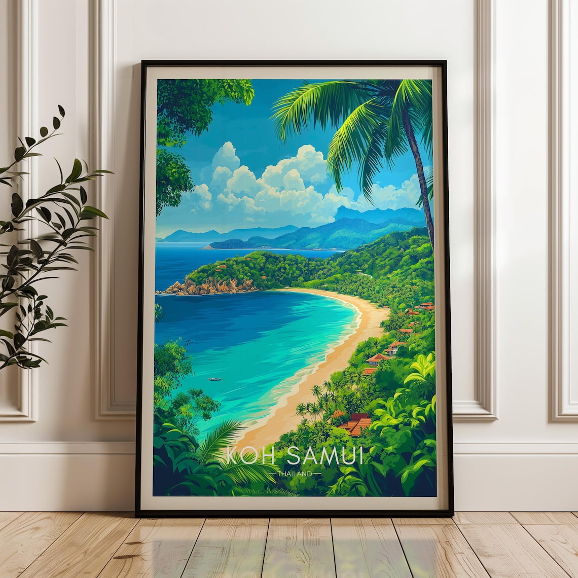 Koh Samui Travel Poster - Thailand Wall Art Print, Illustration Artwork ...