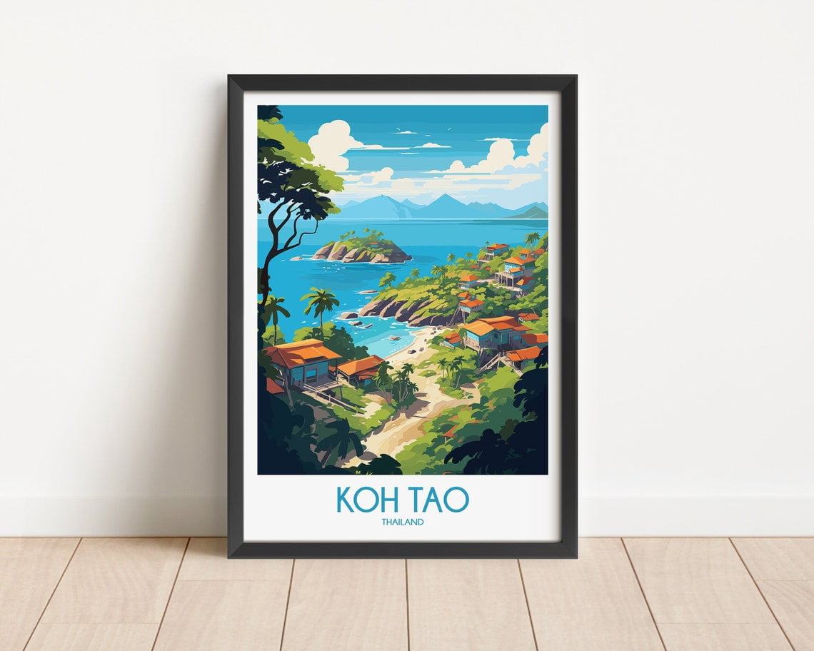 Koh Tao Poster Thailand Scenic Coastal Wall Art Decor, Unframed Poster ...