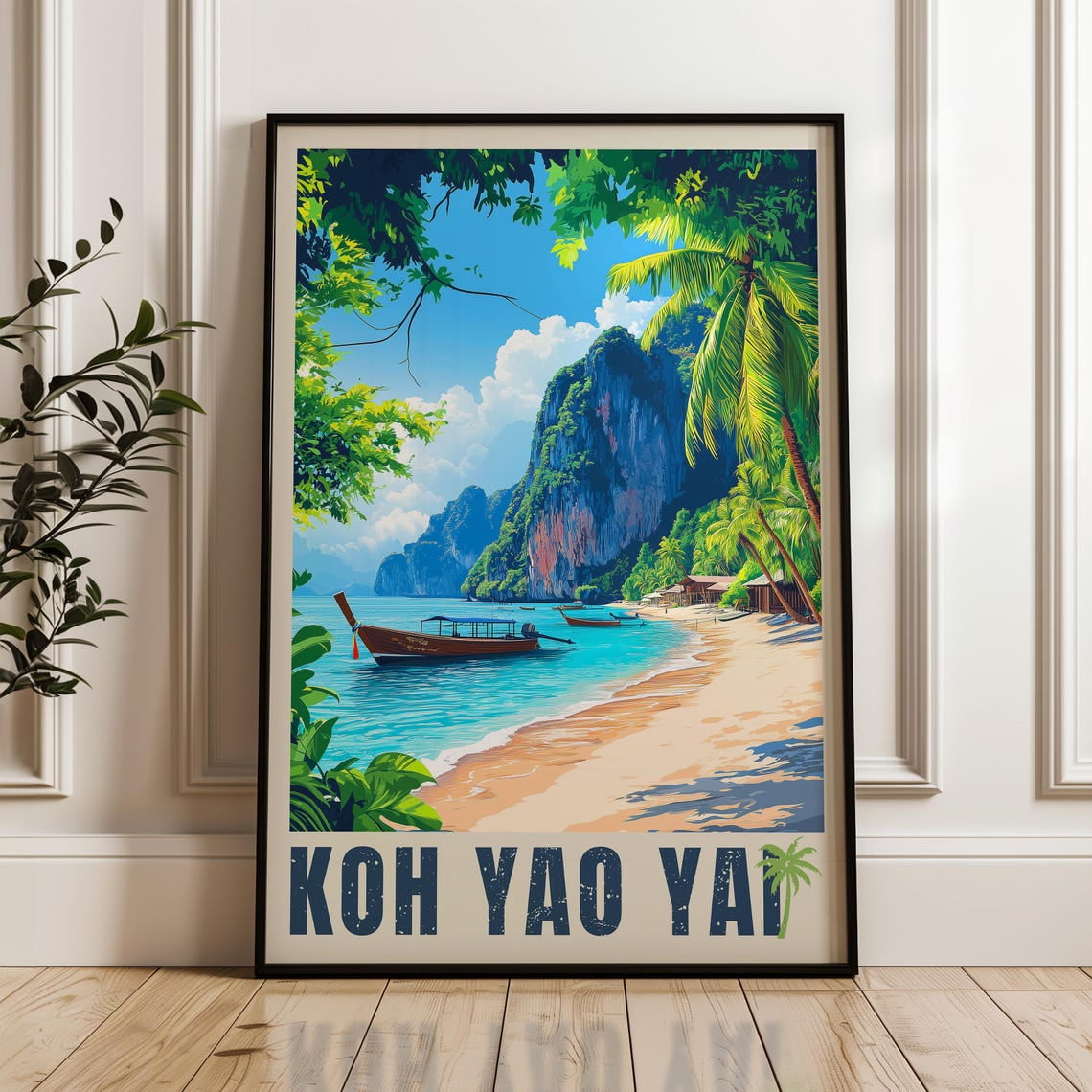 Koh Yao Yai Travel Poster, Thailand Wall Art Print, Se Asia ...
