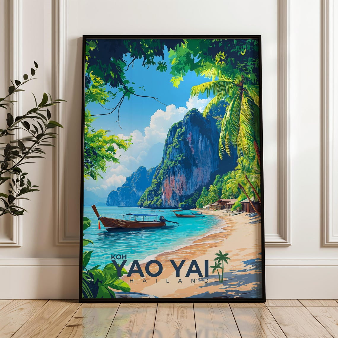 Koh Yao Yai Travel Poster, Thailand Wall Art Print, Se Asia ...