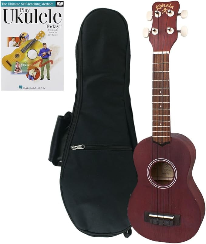 Kohala Kine'O Soprano Ukulele Beginner Bundle with Instruction Book and ...