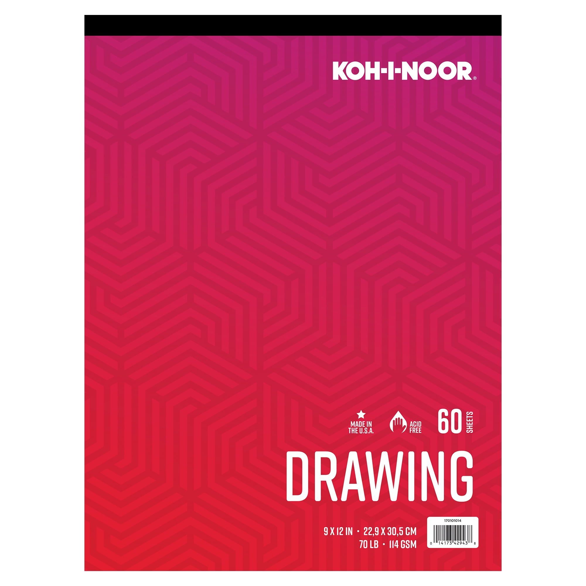 Kohinoor Drawing Paper Pad 9" x 12" 70lb./114GSM 60 Bright White Sheets ...