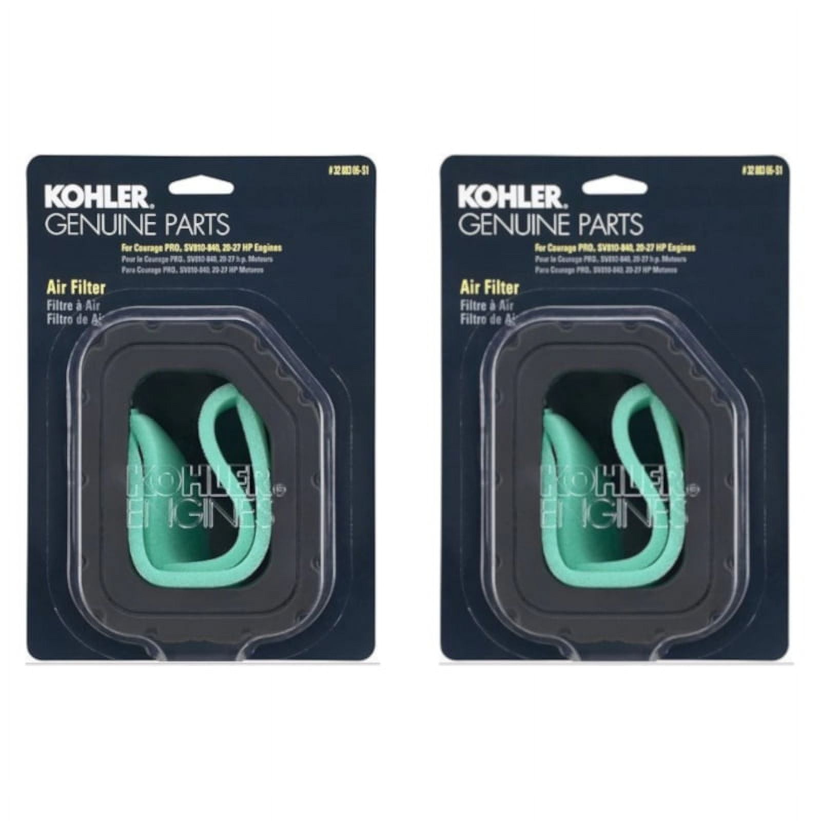 Kohler (2 Pack) 32 883 06-S1 Engine Air Filter W/Pre-Cleaner - Walmart.com