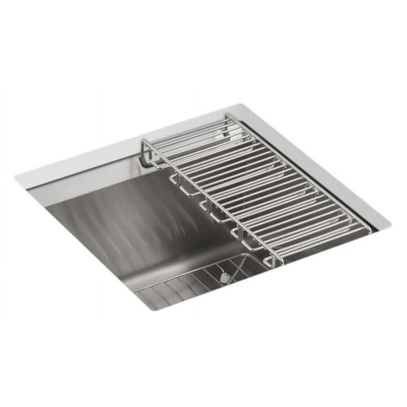Kohler 8 Degree K3671-NA Undermount Bar Sink with Sink Rack and Wine ...