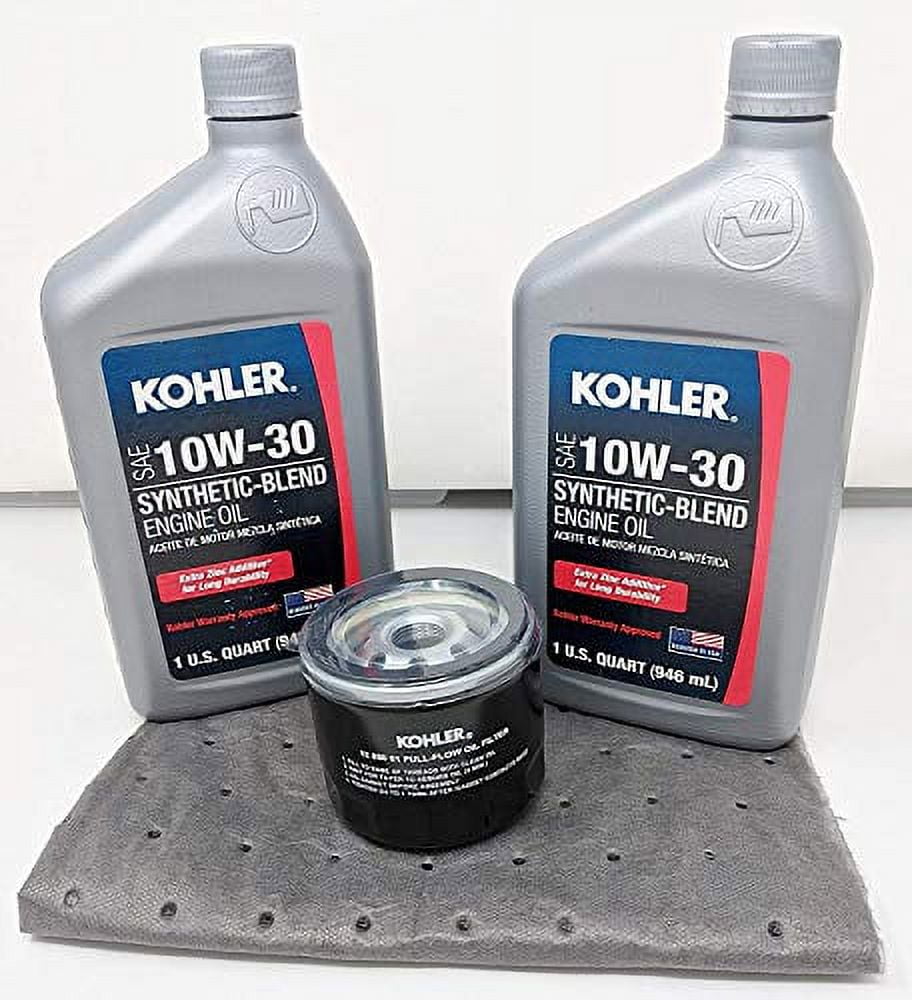 OEM Kohler Synthetic Blend Universal 10W-30 Engine Oil Change Kit with ...