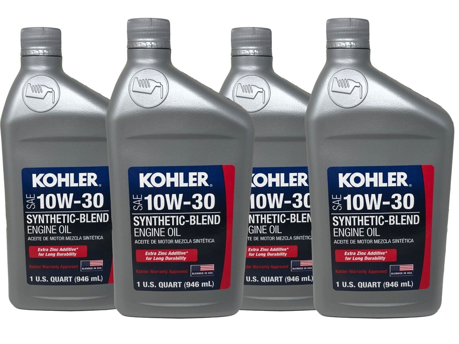 Kohler Genuine OEM 10W-30 Engine Oil, Synthetic Blend, Pack of 4 Quarts ...