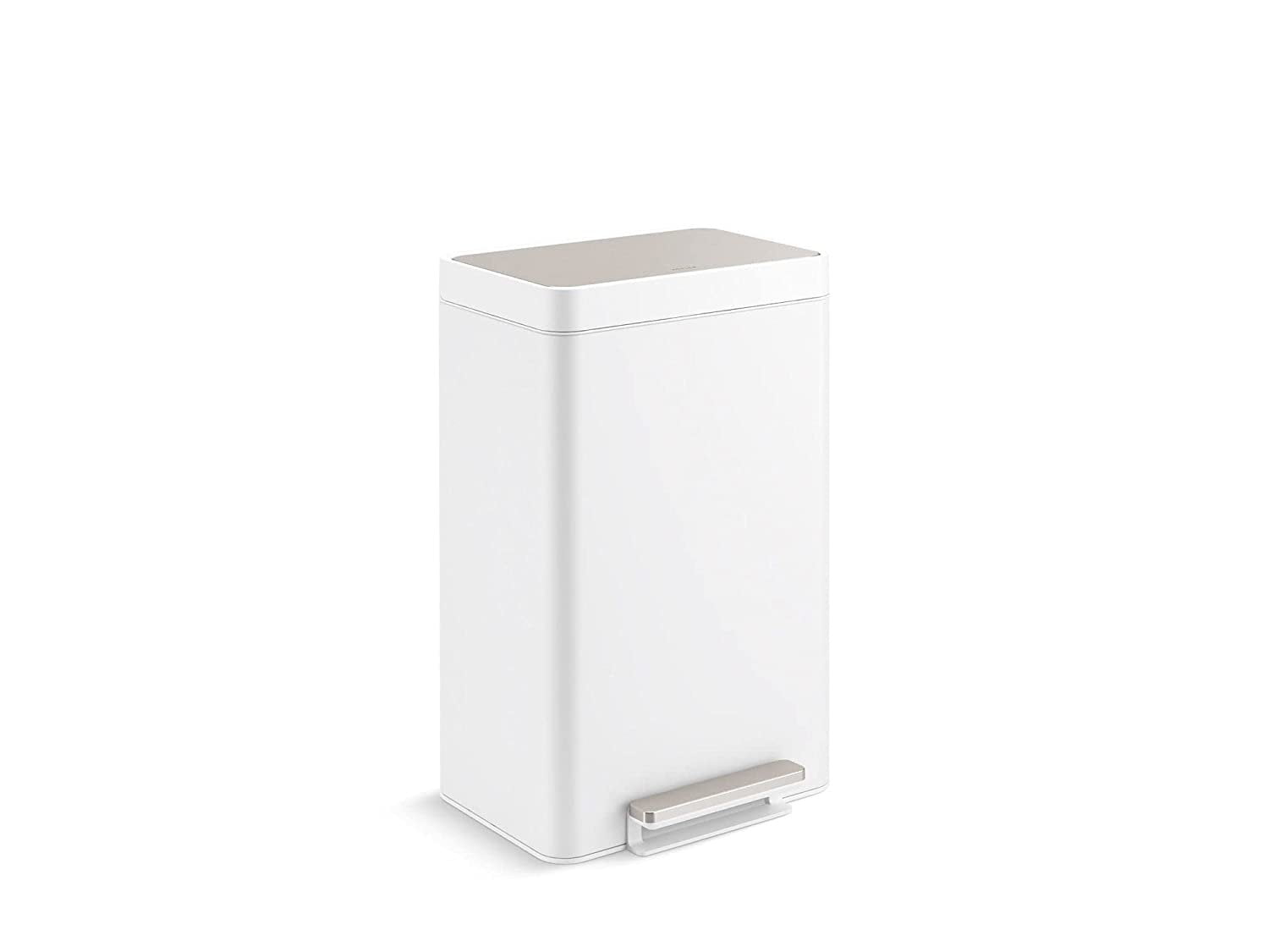 Kohler K-20940-STW 13 gal Stainless Steel Step Can, White - Walmart.com