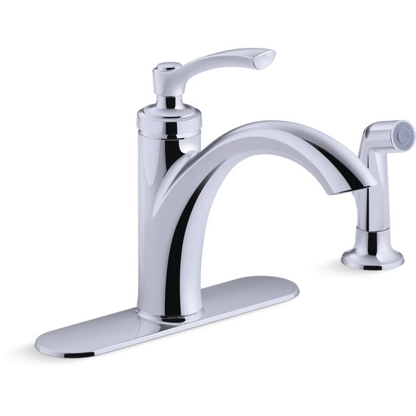 Kohler Linwood Single Handle Lever Kitchen Faucet with Side Spray ...