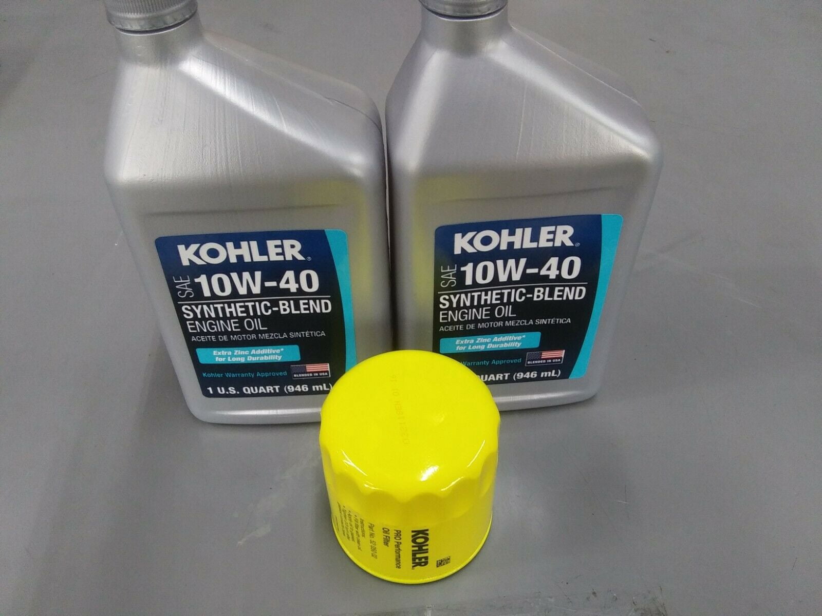 Kohler Oil Change Kit (2) SAE 10W40 Engine Oil & 5205002-S Oil Filter ...