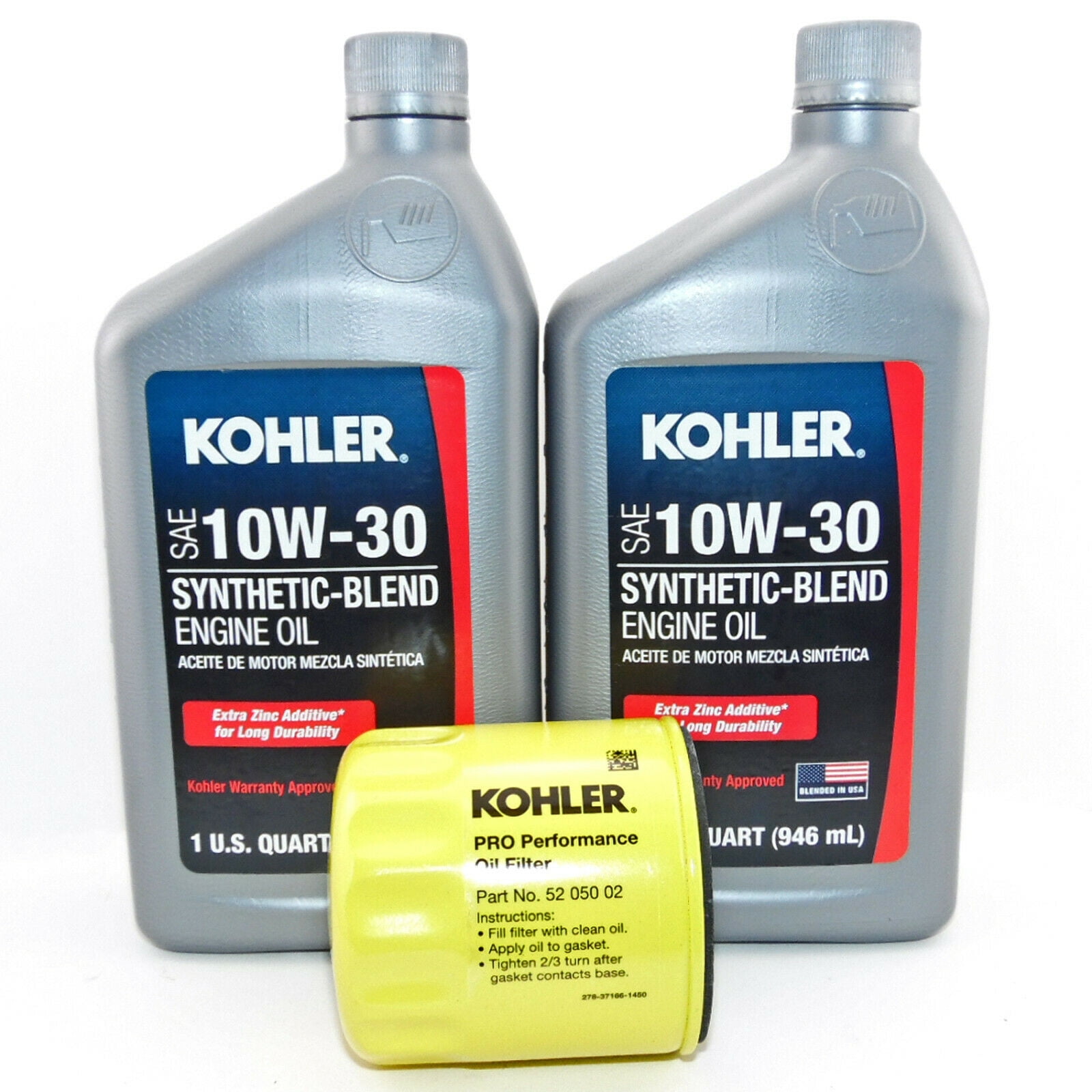 Kohler 2 Qts Synthetic Blend 10W30 Engine Oil with 52 050 02-S1 Filter ...